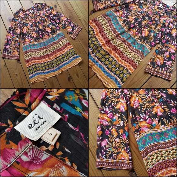 ECI | Dresses | Eci Size S Sheer Long Sleeve Floral Mini Dress | Poshmark